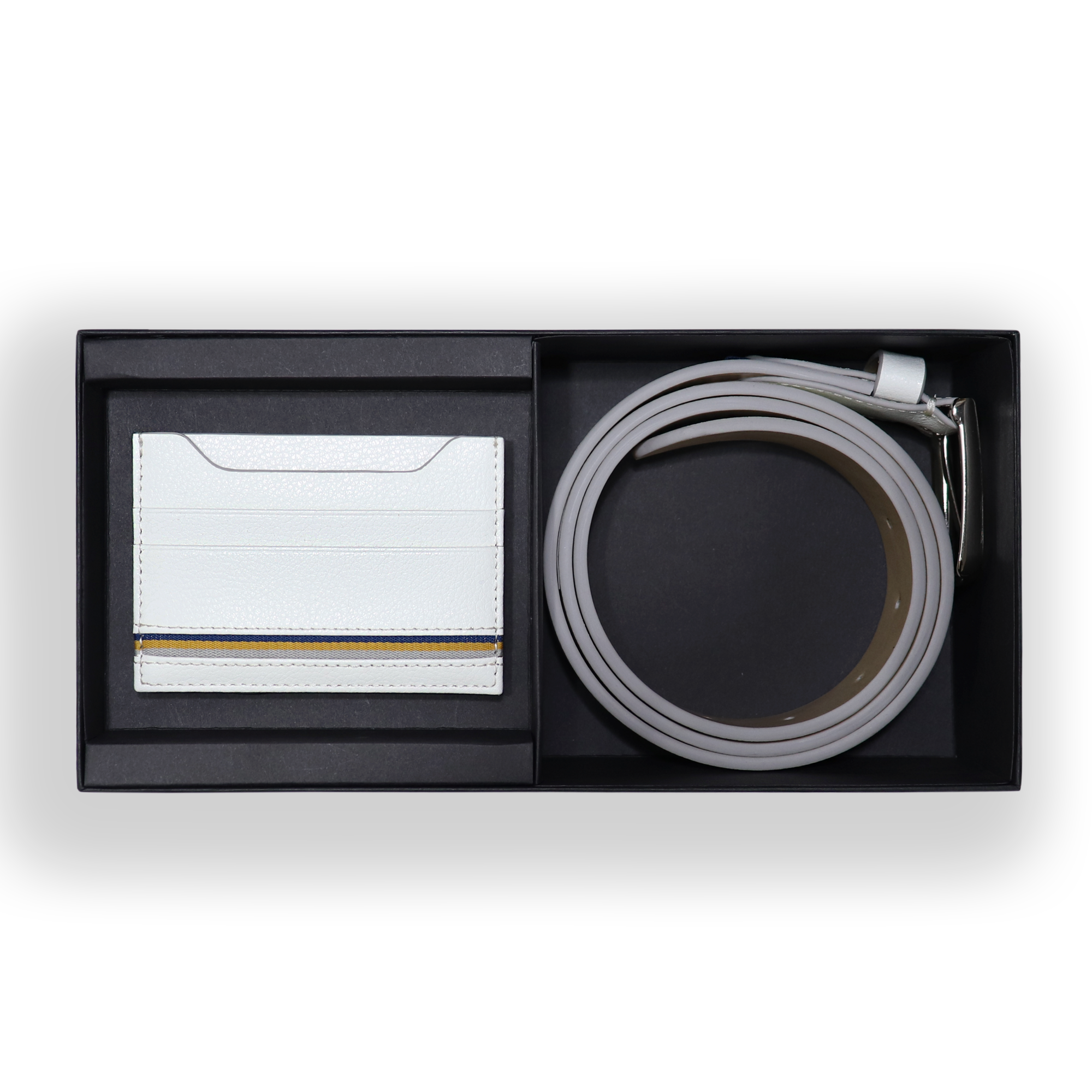 Signature Stripe Card Case and Belt Gift Set